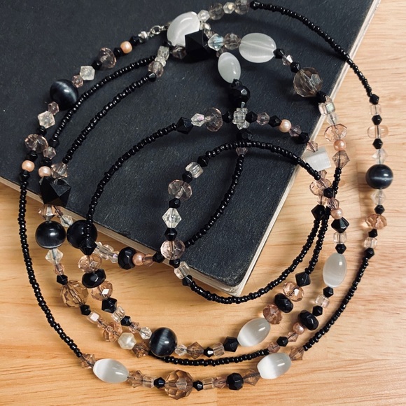 Jewelry | Necklace Operalength Bw Beaded Necklace | Poshmark